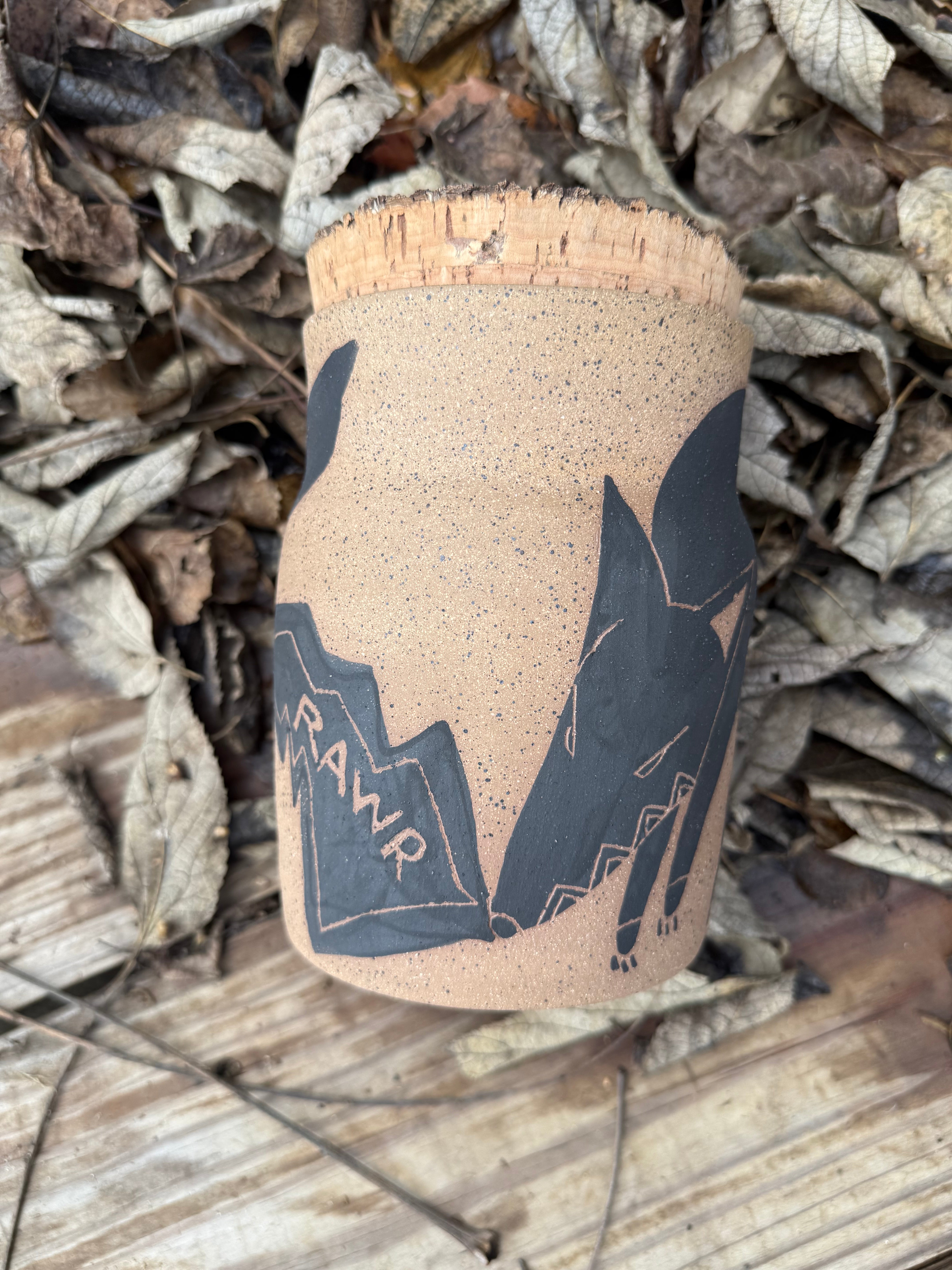 Hand Illustrated Sgraffito Stoneware Bullet Jar - Fox 2 – Studio Jesse ...